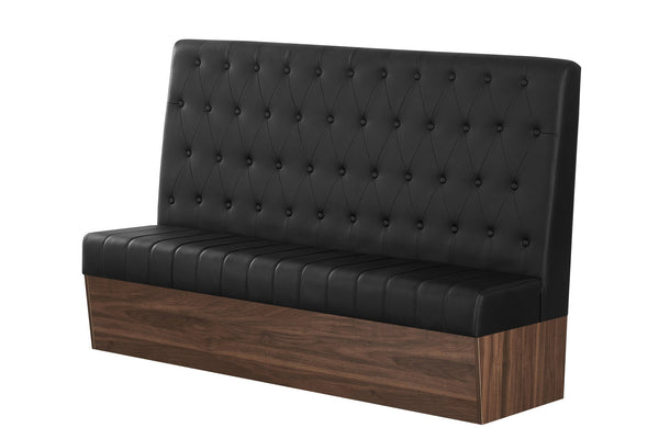 44" Solid Wood Double Booth with Padded Brown Vinyl Booth – Apex